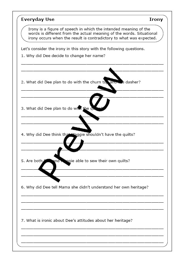 Alice Walker "Everyday Use" worksheets | Made By Teachers