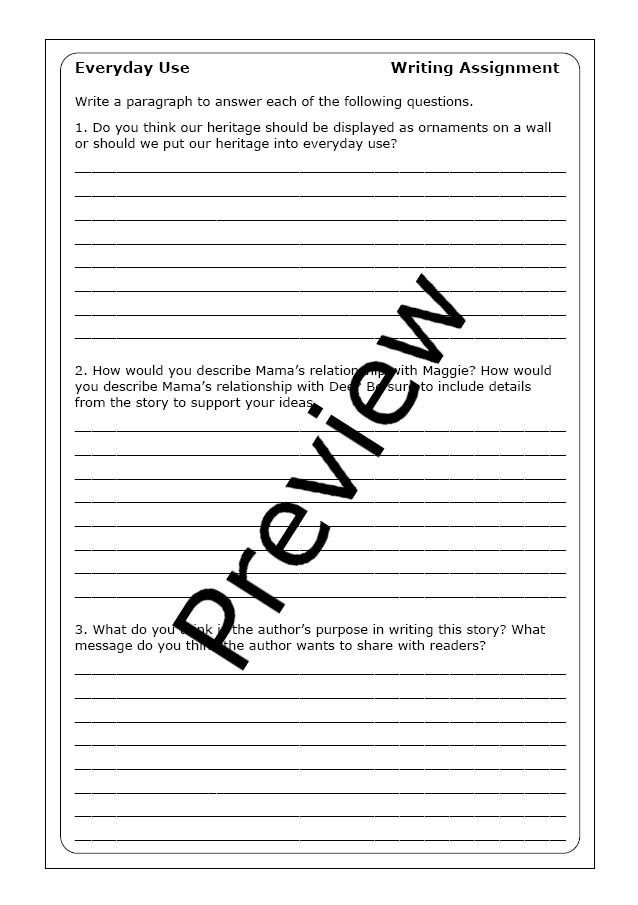 Alice Walker "Everyday Use" worksheets | Made By Teachers