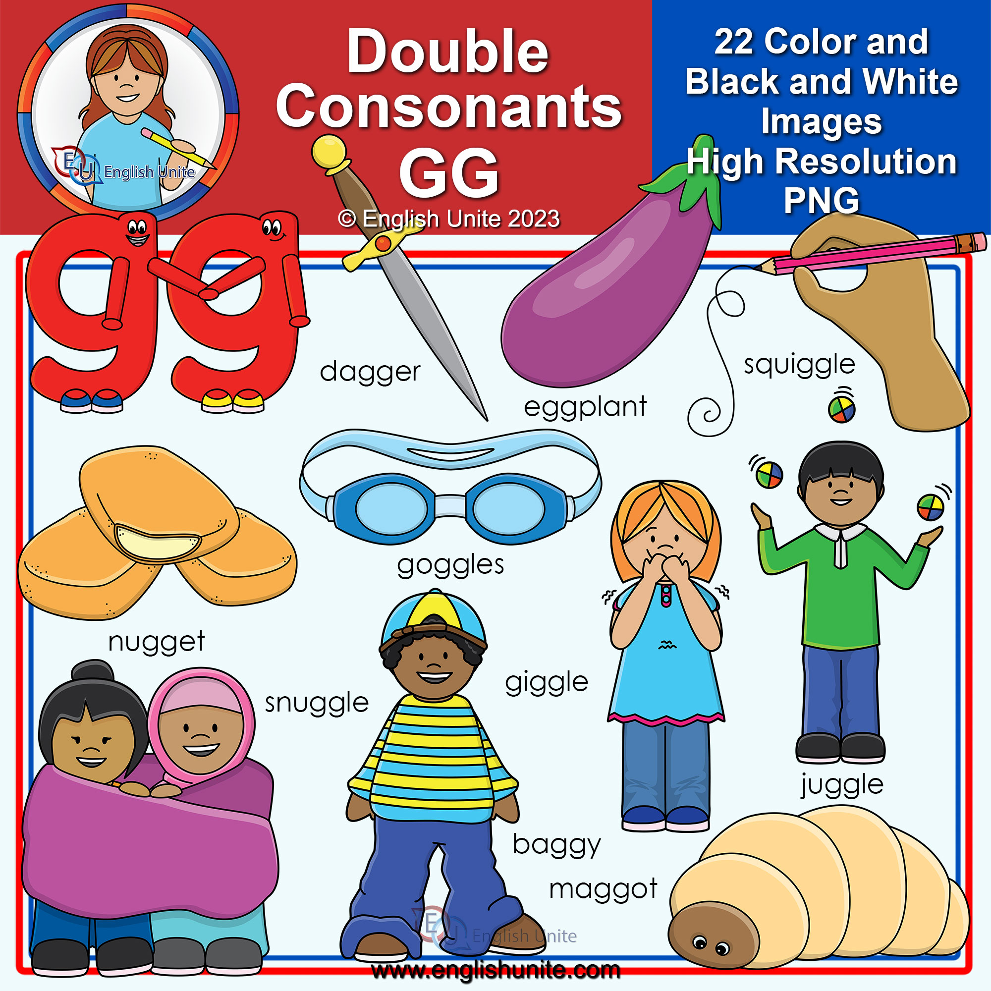 Clip Art - Double Consonants GG | Made By Teachers