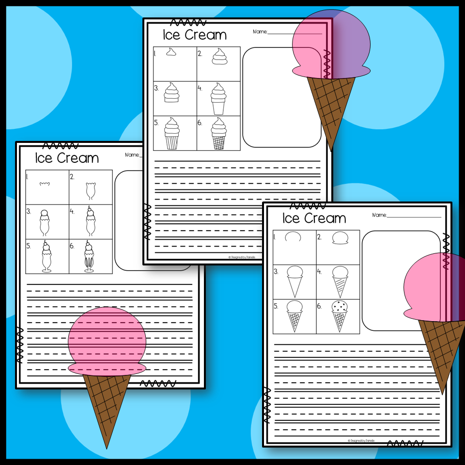 Directed Drawings Ice Cream Themed Draw and Write | Made By Teachers