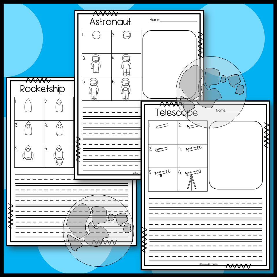 Directed Drawings Space Day Themed Draw and Write | Made By Teachers