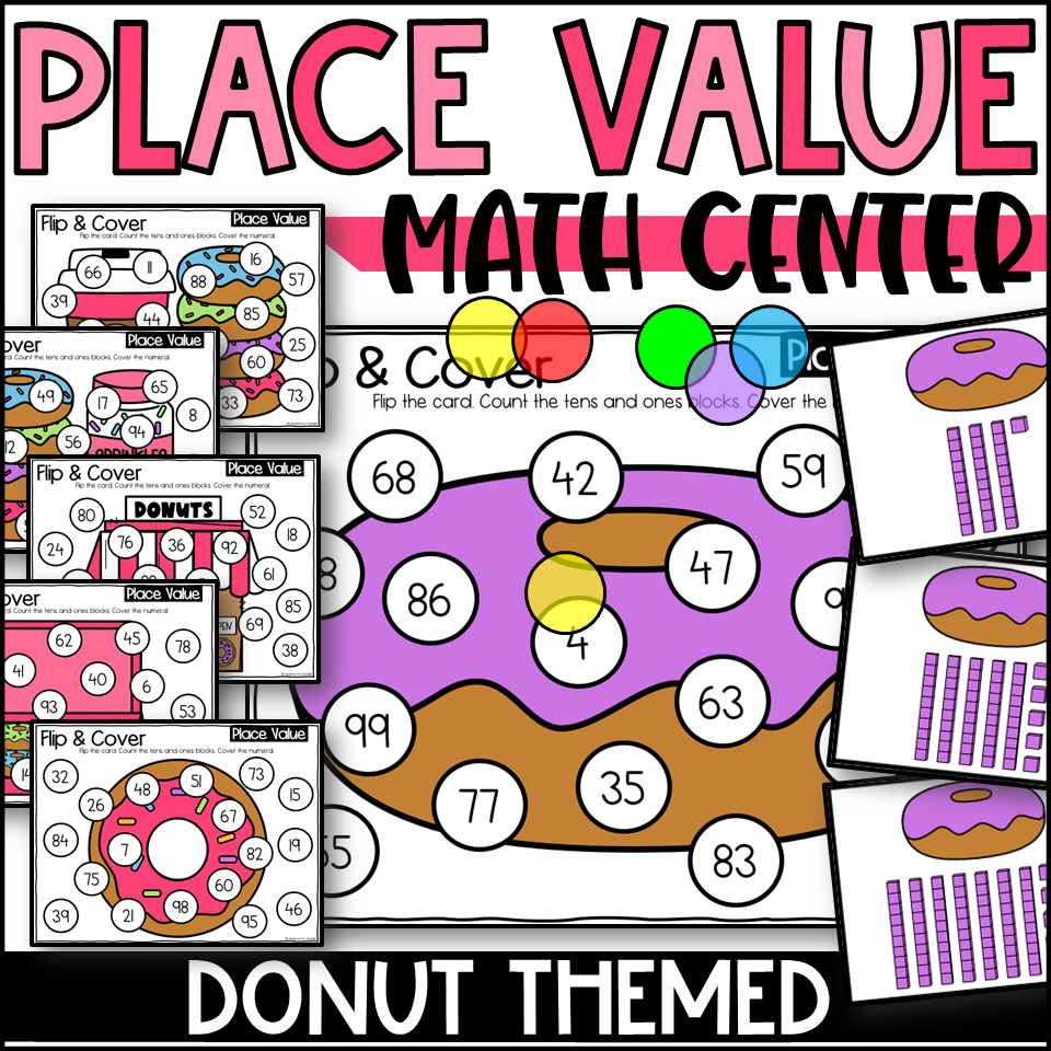 Donut Place Value Math Mats Flip and Cover | Made By Teachers