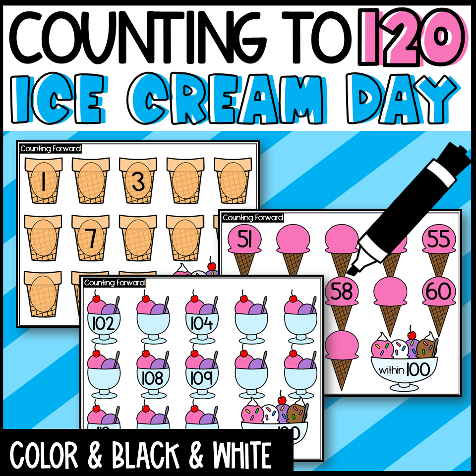 Ice Cream Counting to 120 Math Center | Made By Teachers