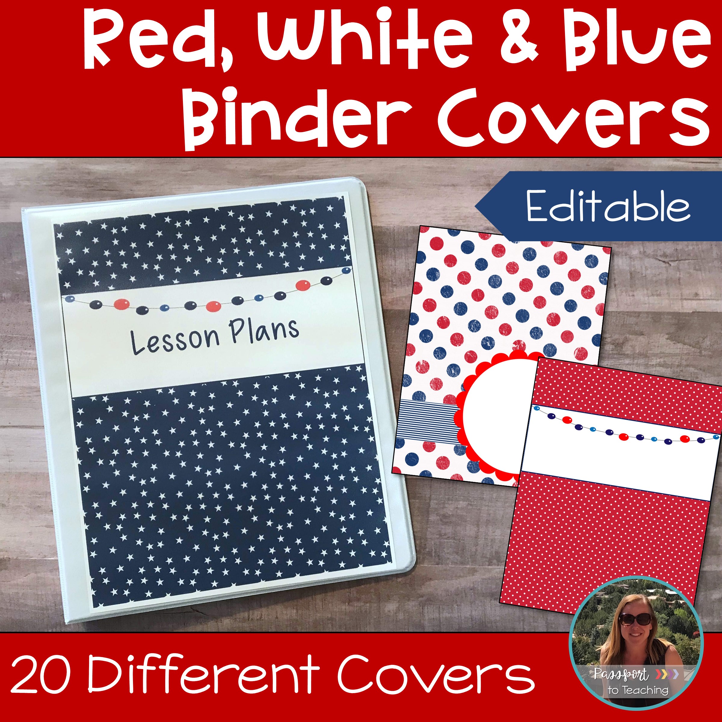 Red White and Blue Binder Covers | Made By Teachers
