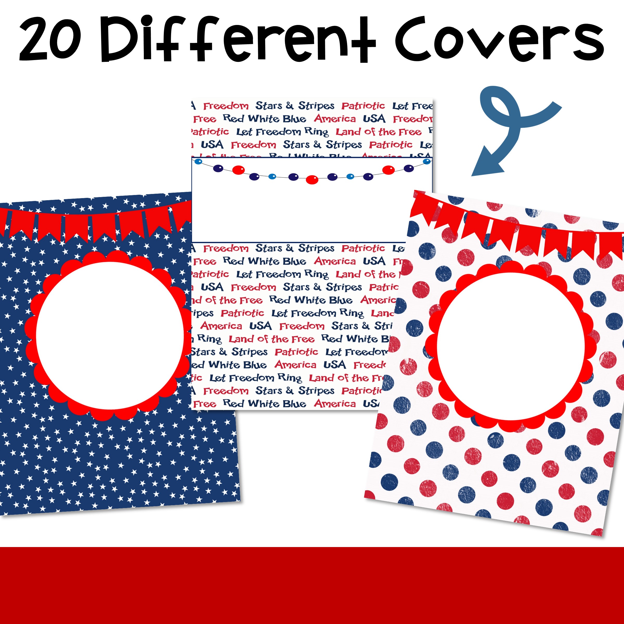 Red White and Blue Binder Covers | Made By Teachers
