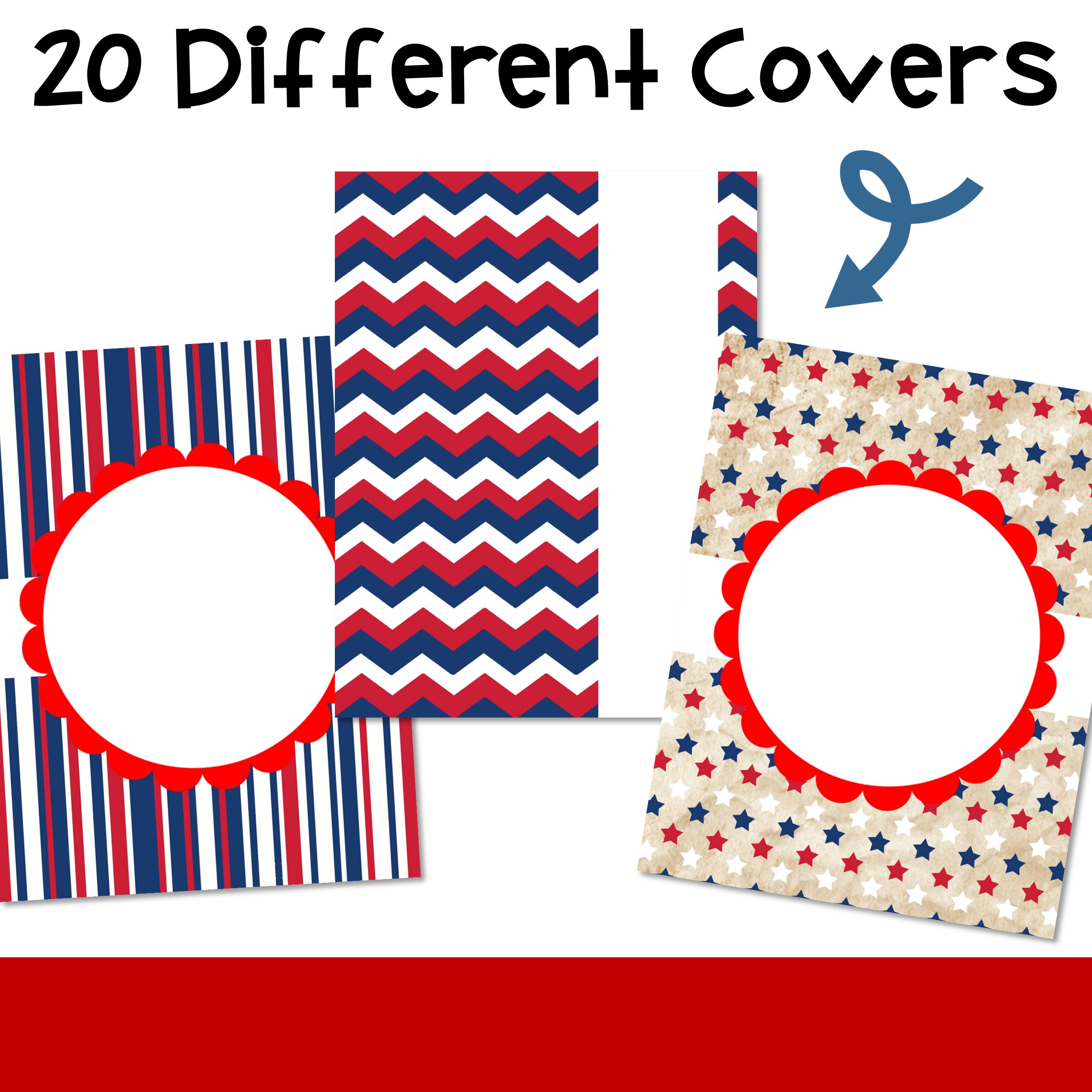 Red White and Blue Binder Covers | Made By Teachers