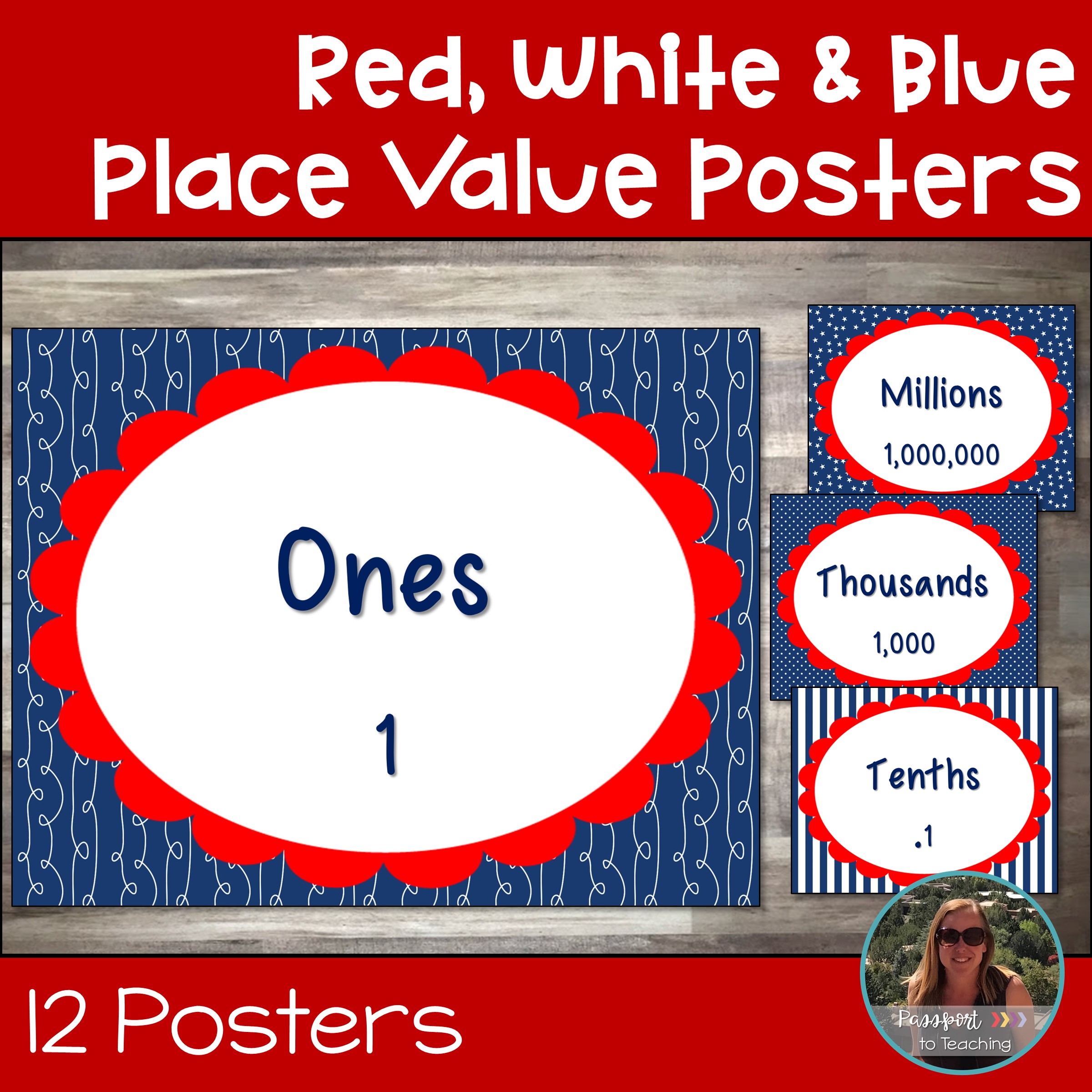 Red White and Blue Place Value Posters | Made By Teachers