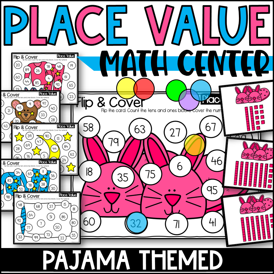 Pajama Place Value Math Mats Flip and Cover | Made By Teachers