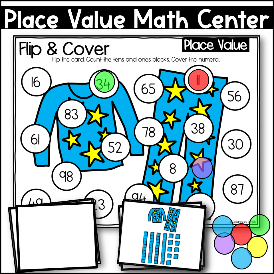 Pajama Place Value Math Mats Flip and Cover | Made By Teachers