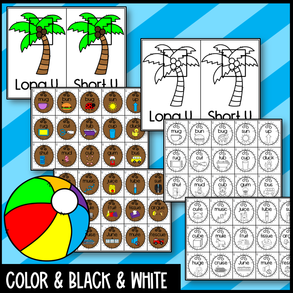 Short and Long Vowel Sorts Beach Themed Sorting Mats Literacy Center ...