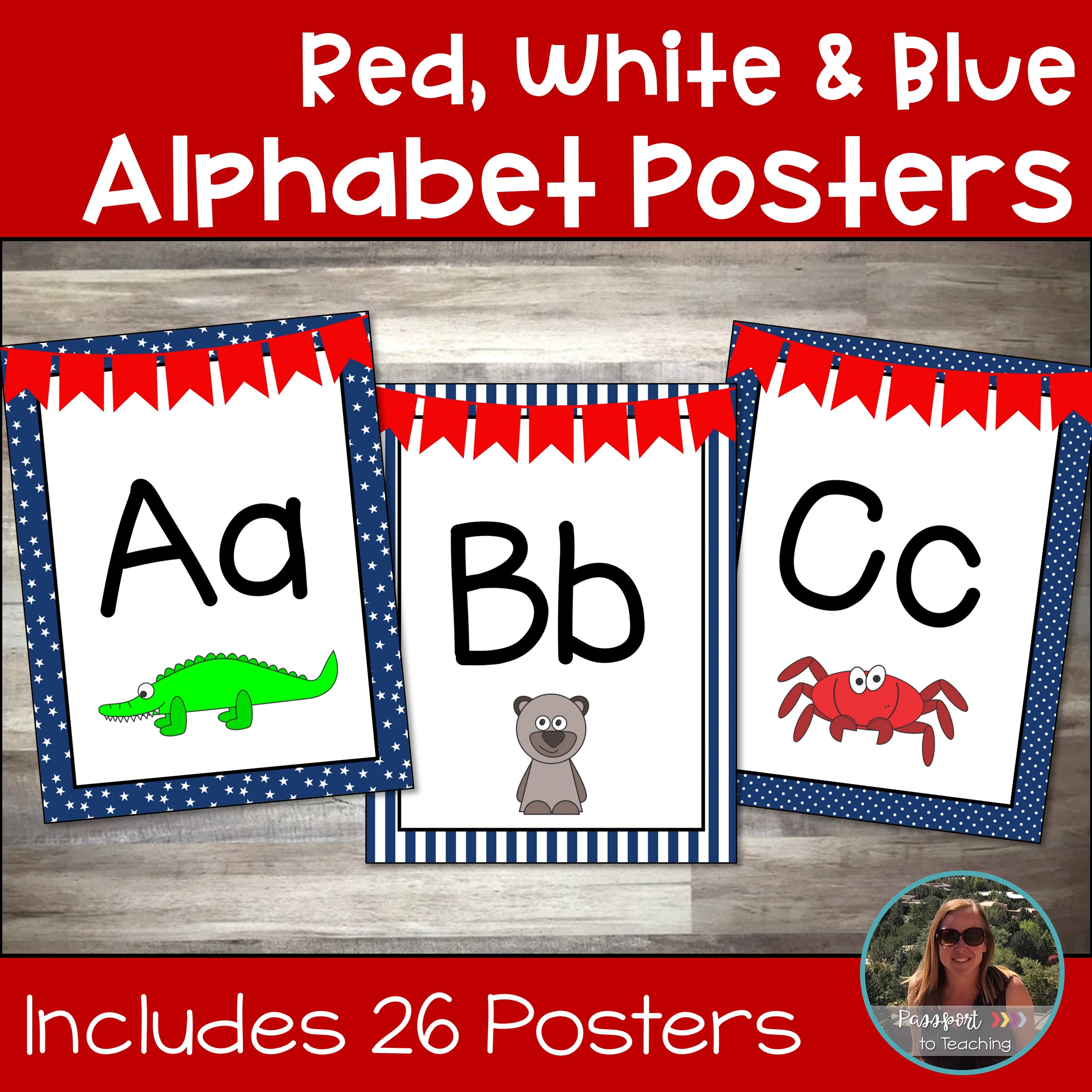 Red, White, and Blue Alphabet Posters | Made By Teachers