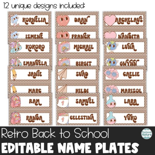 Editable Name Plates – Retro Back to School Name Tags for Desks | Made ...