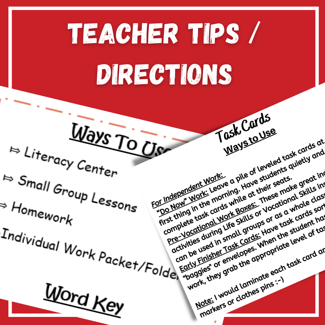 Back To School Vocabulary Spelling Sight Word Life Skill Worksheets w ...