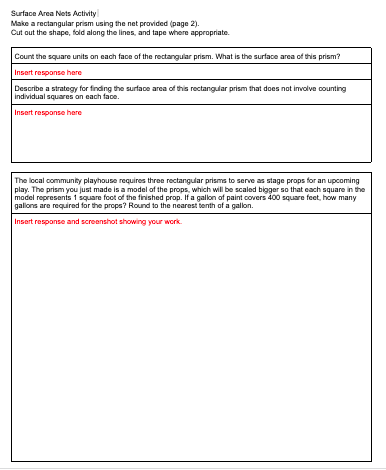 Complete Online Distance Learning 8th Math Surface Area Rectangular ...