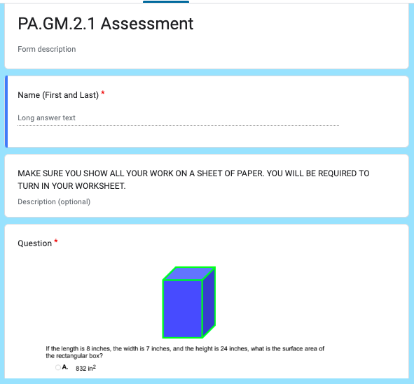Complete Online Distance Learning 8th Math Surface Area Rectangular ...