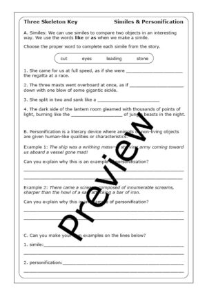 George Toudouze "Three Skeleton Key" worksheets - Made By Teachers