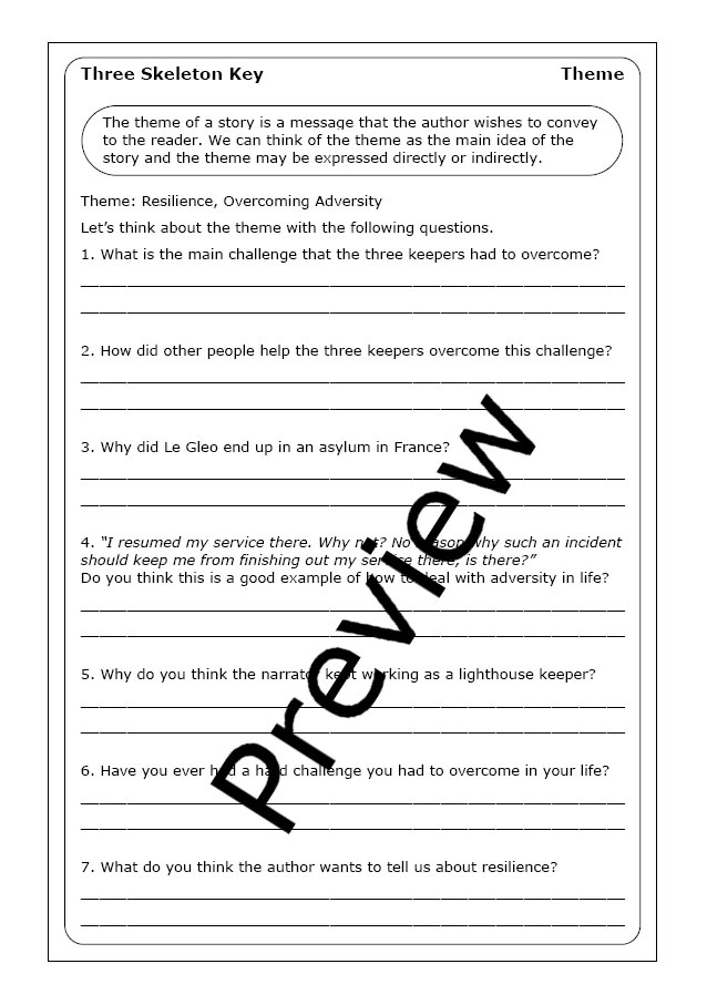 George Toudouze "Three Skeleton Key" worksheets | Made By Teachers