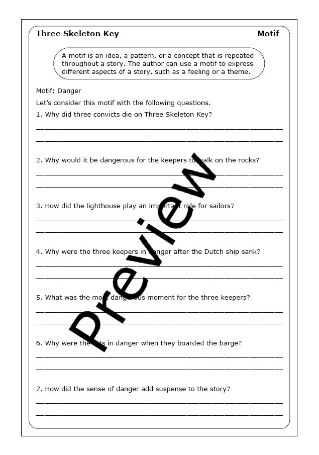 George Toudouze "Three Skeleton Key" worksheets | Made By Teachers