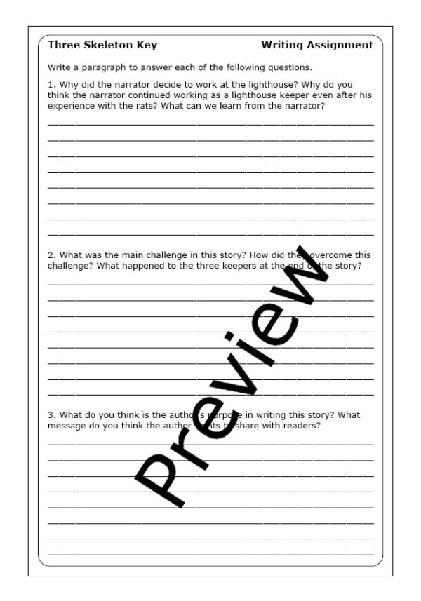 George Toudouze "Three Skeleton Key" worksheets - Made By Teachers