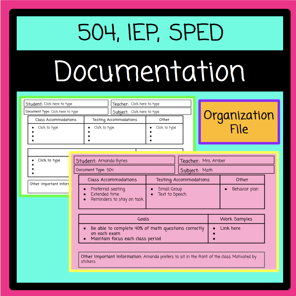 IEP/504/SPED Accommodation and Goals Tracker Documentation Organizer | Made By Teachers
