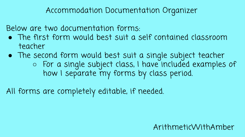 IEP/504/SPED Accommodation and Goals Tracker Documentation Organizer ...