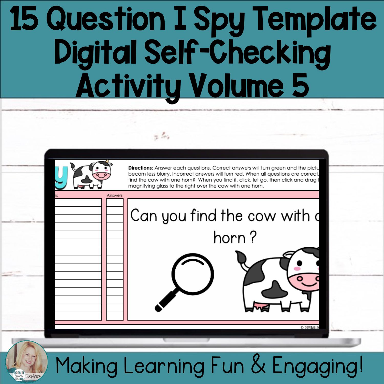Editable Self-Checking I Spy Template Digital Resource Activity Vol. 5 ...