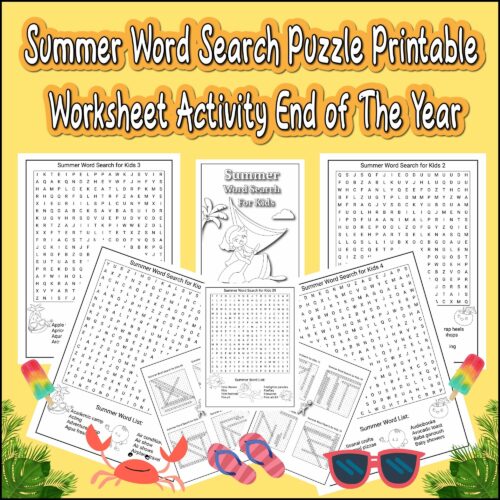 Summer Word Search Puzzle Printable Worksheet Activity End of The Year ...