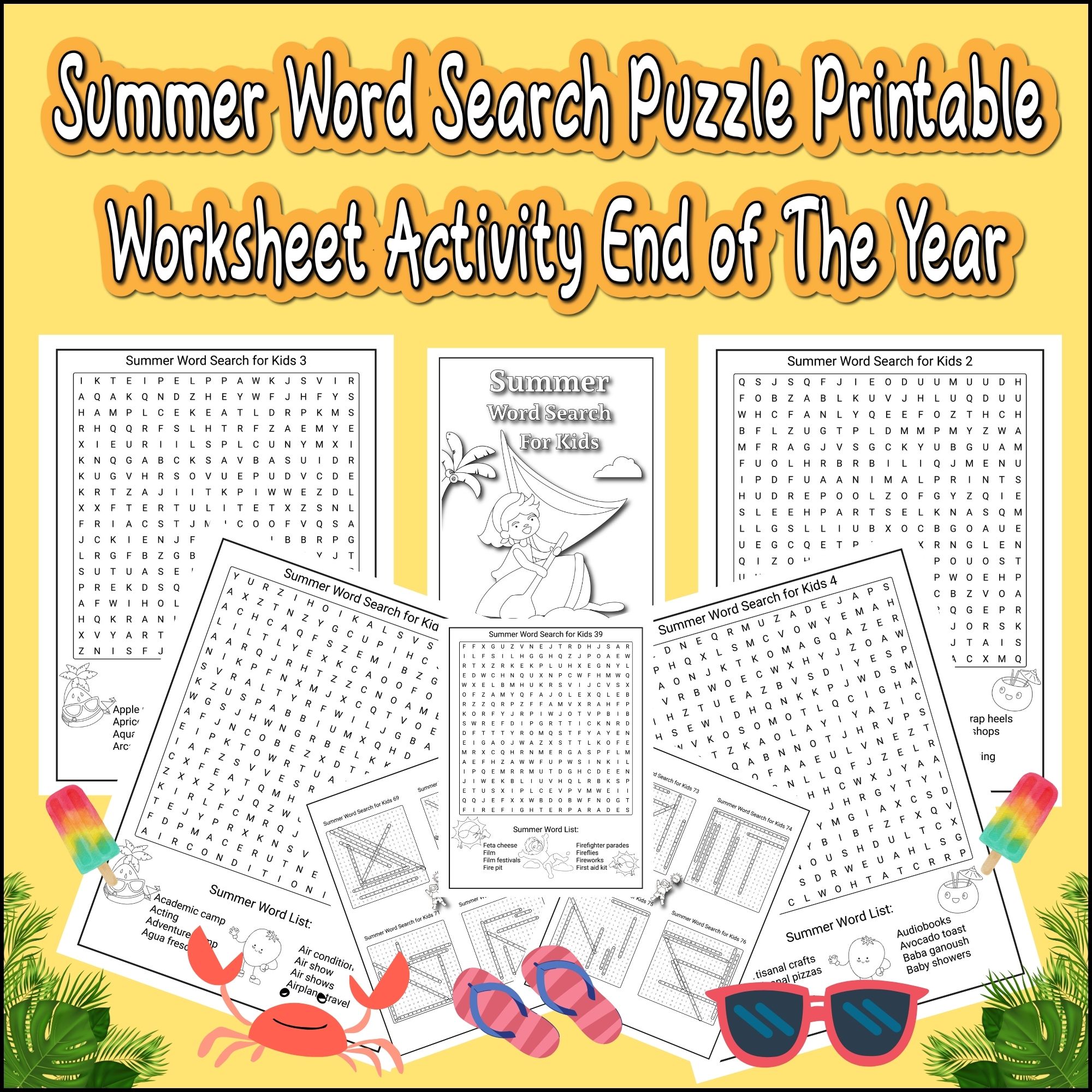 Summer Word Search Puzzle Printable Worksheet Activity End Of The Year Summer Word Search Puzzle Printable Worksheet Activity End Of The Year