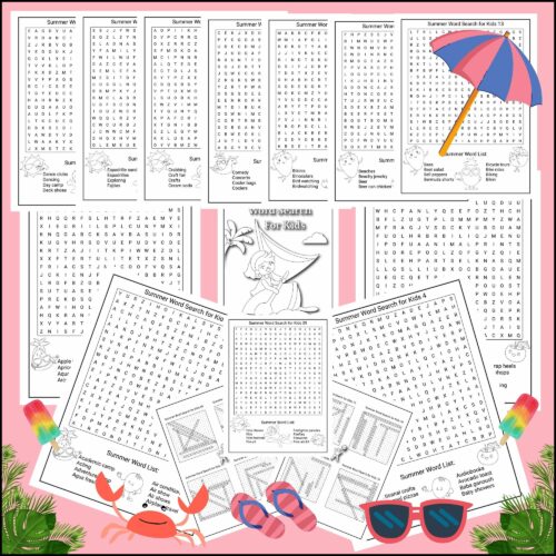 Summer Word Search Puzzle Printable Worksheet Activity End of The Year ...