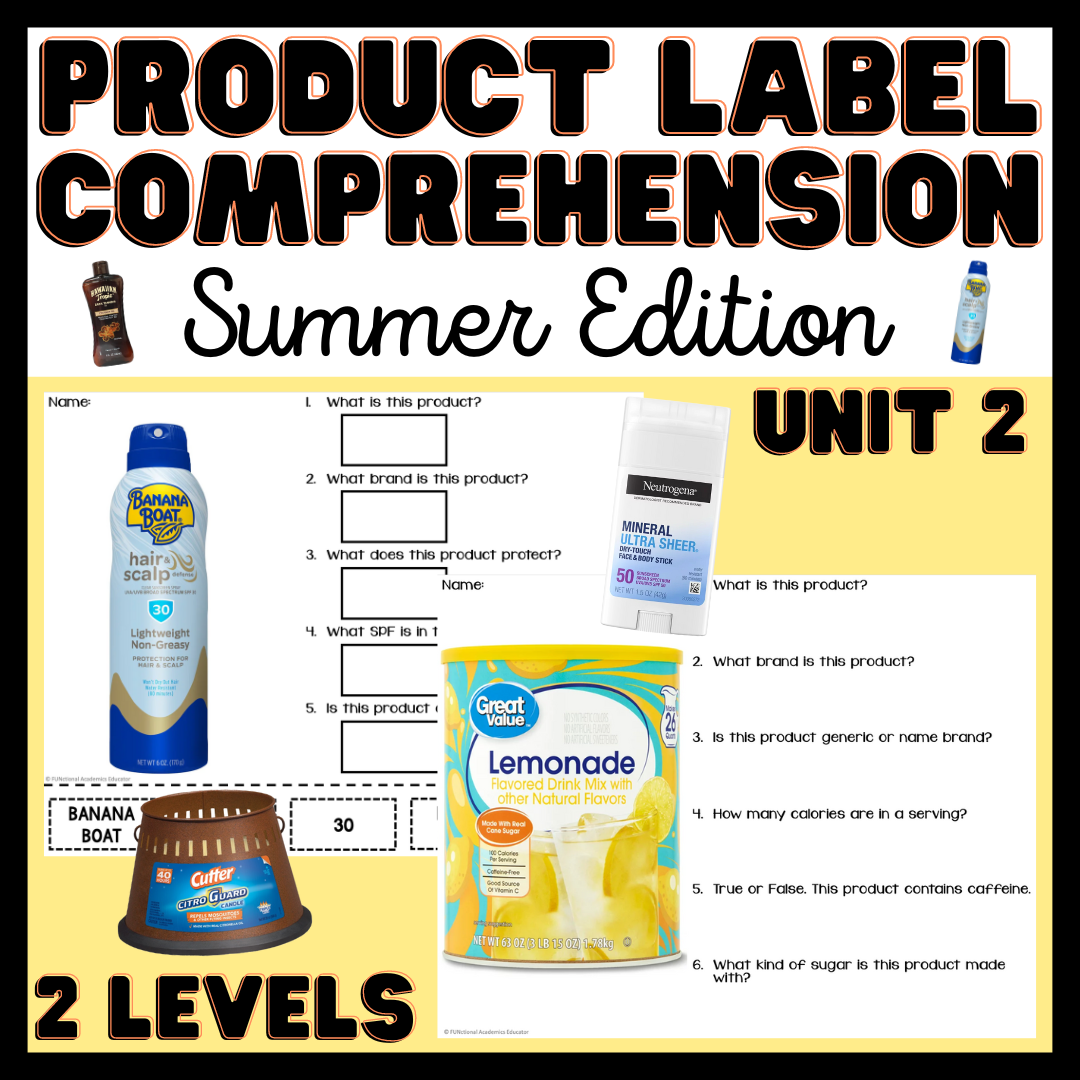 Functional Text - Product Label Comprehension Unit 2 SUMMER EDITION ...
