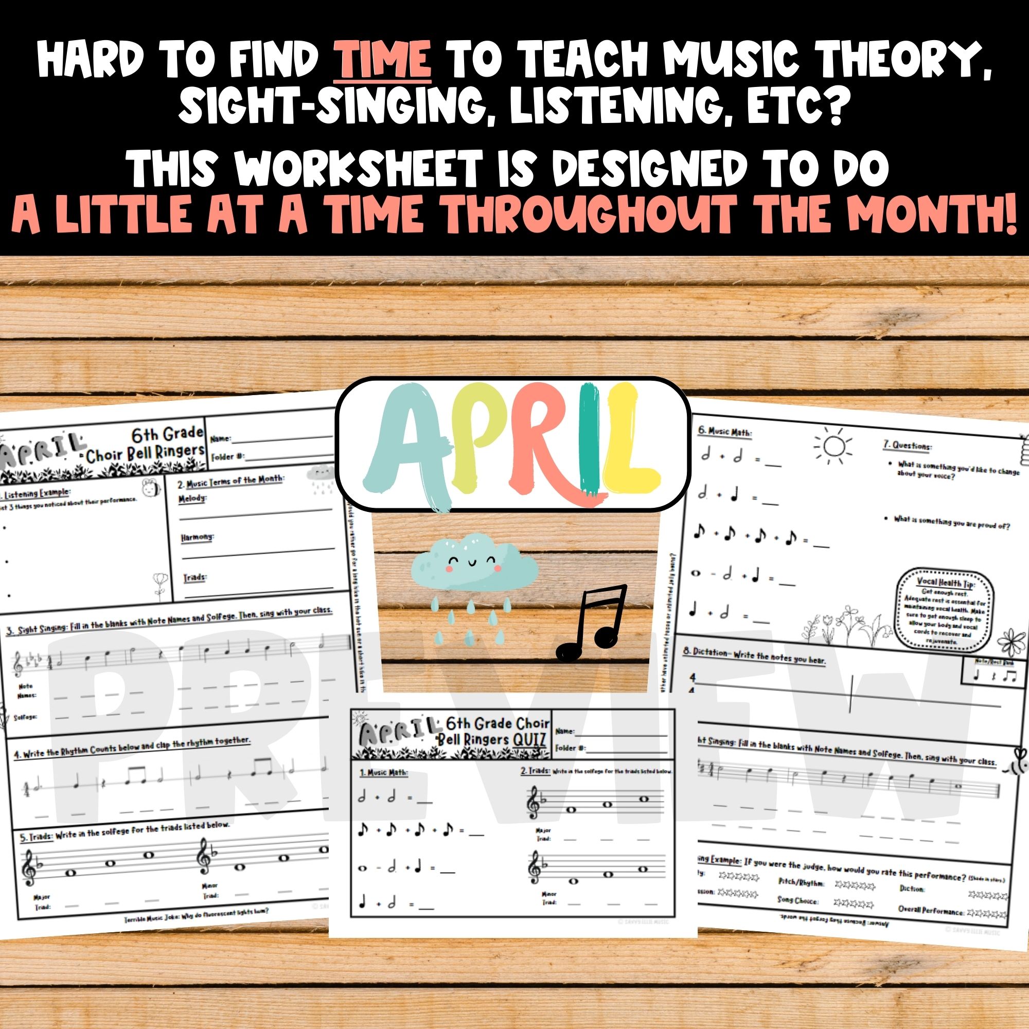 April 6th Grade Choir Curriculum Monthly Worksheet, Quiz & Answer Keys ...