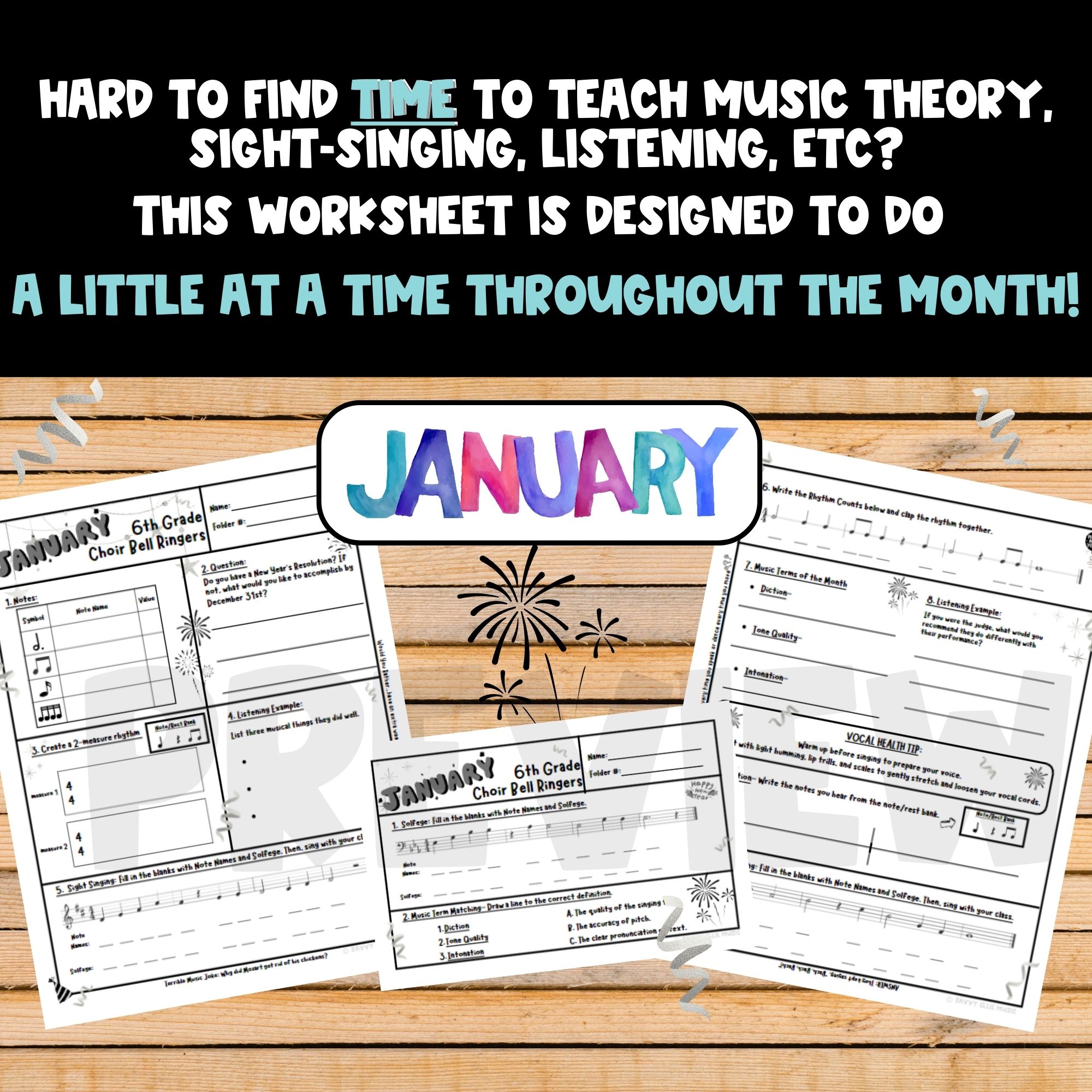 January 6th Grade Choir Curriculum Monthly Worksheet, Quiz & Answer ...