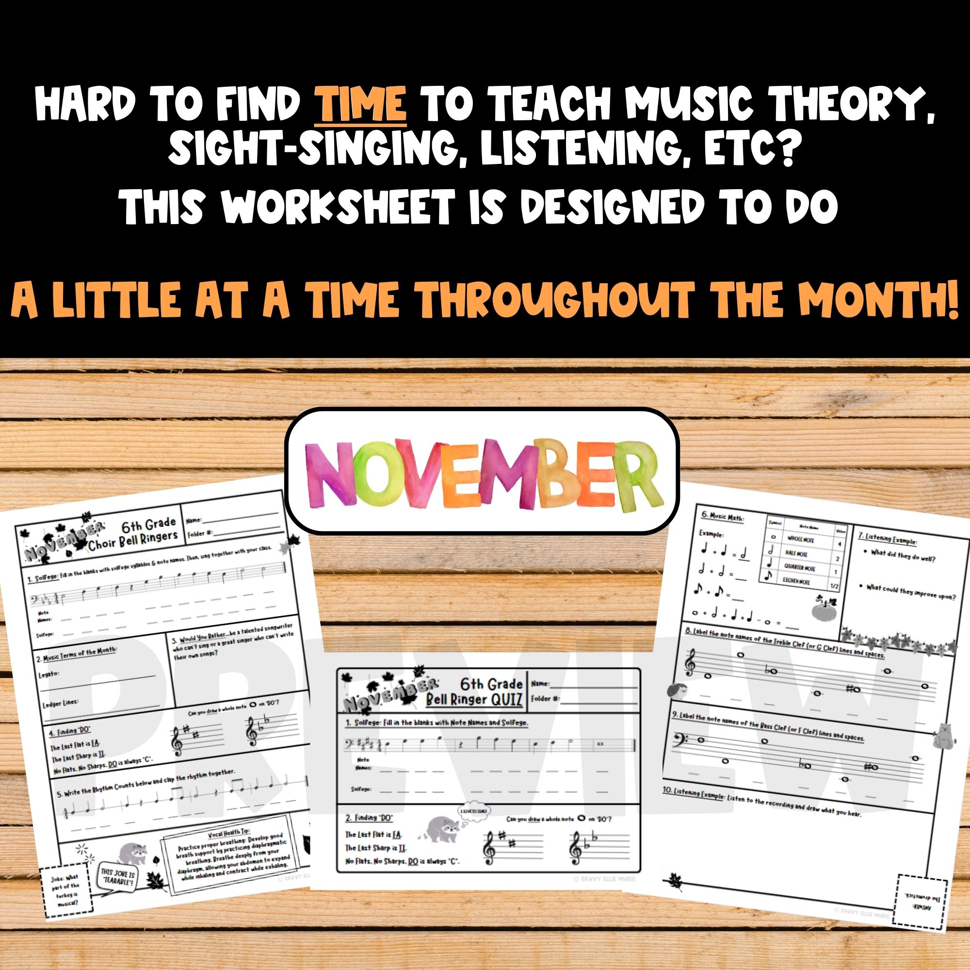November 6th Grade Choir Curriculum Monthly Worksheet, Quiz & Answer ...