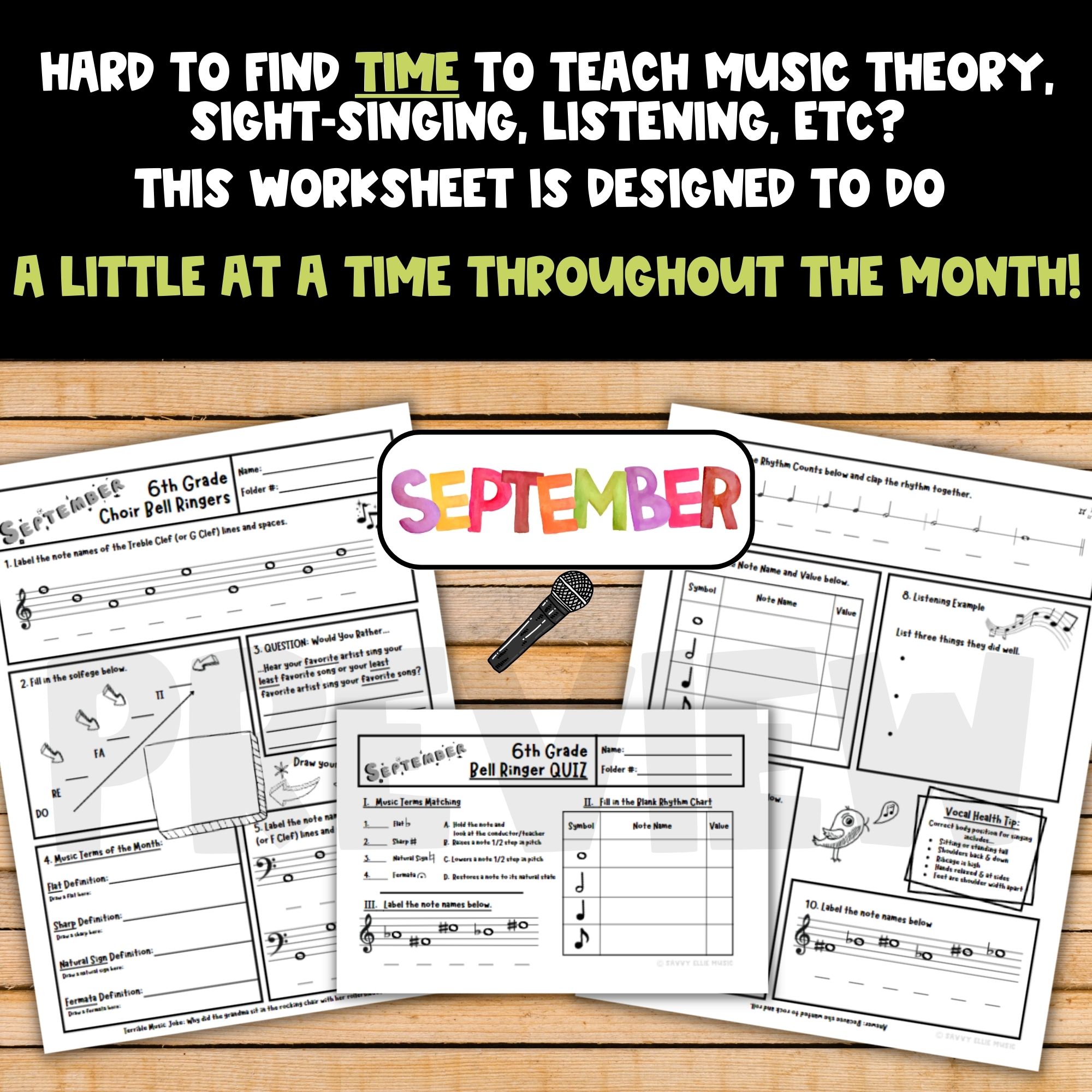 September 6th Grade Choir Curriculum Monthly Worksheet, Quiz & Answer ...
