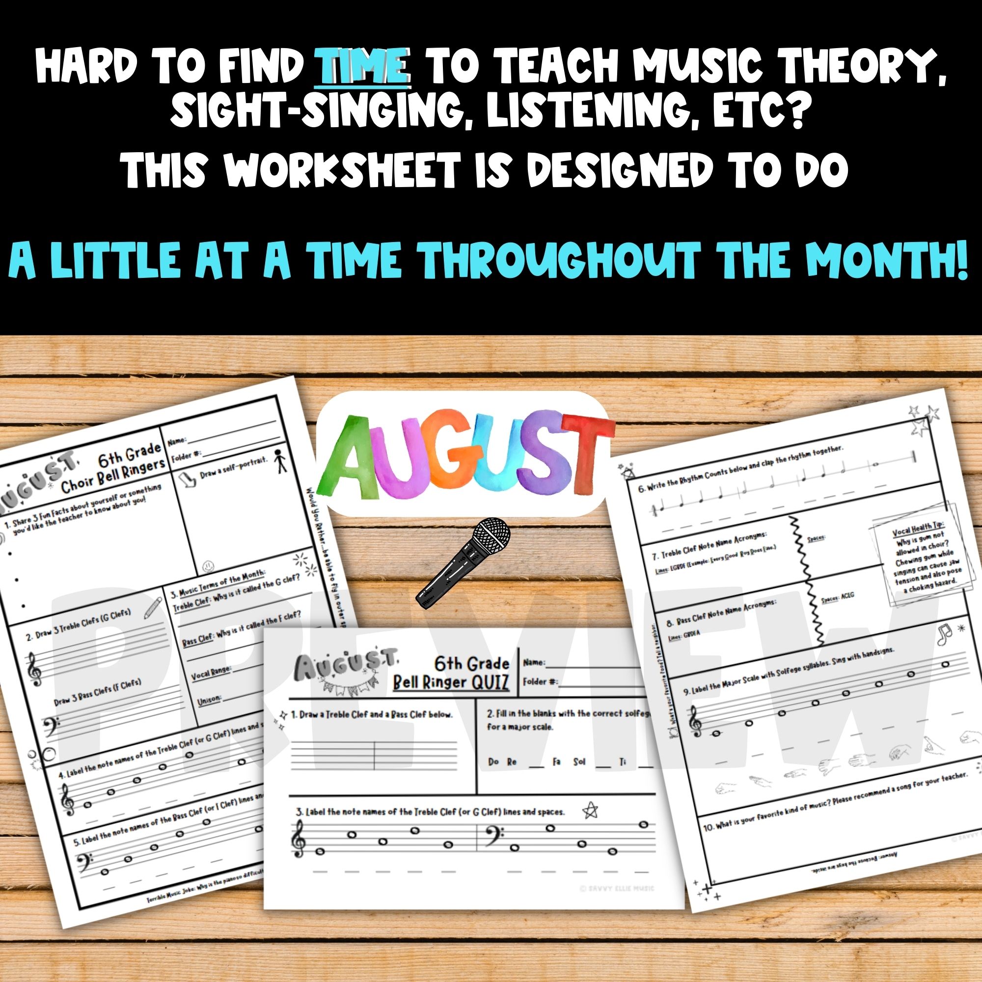 August 6th grade Choir Curriculum Monthly Worksheet, Quiz & Answer Key ...