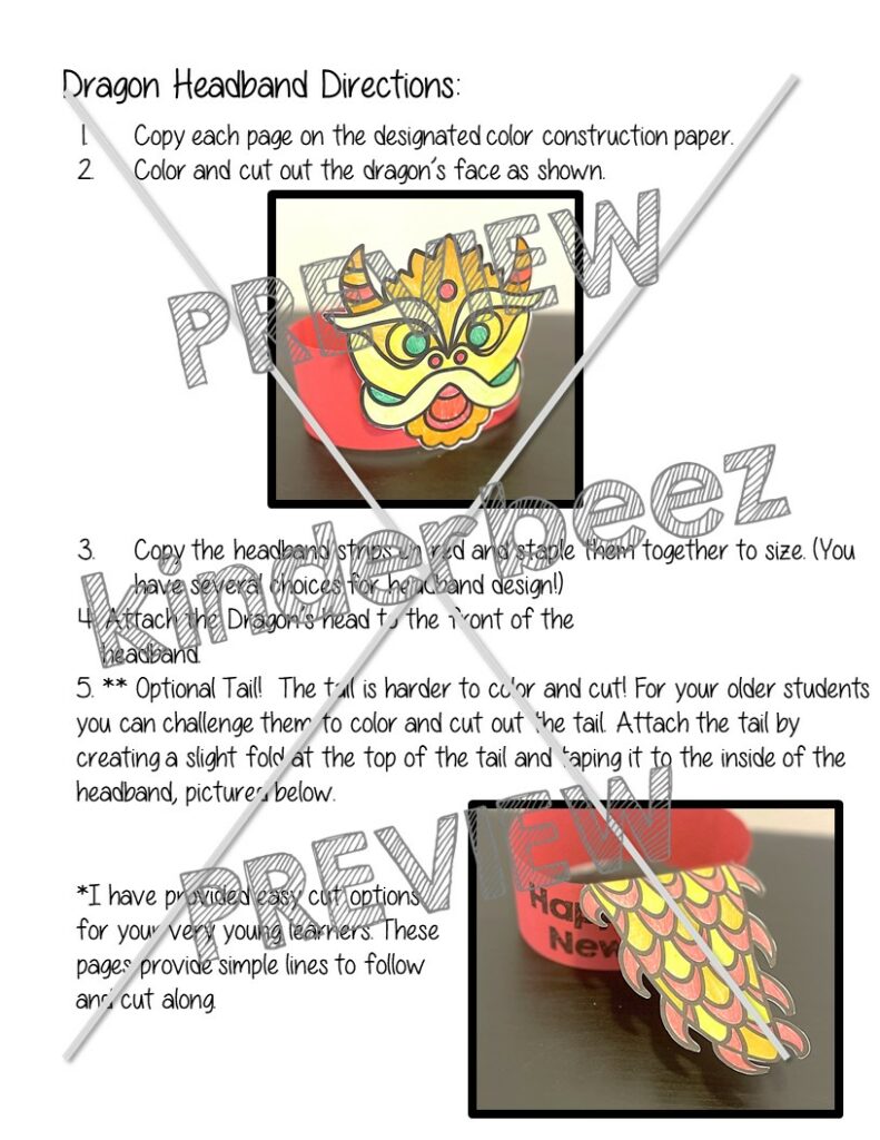Lunar New Year Craft, Year of the Dragon Headband Craft, Chinese New ...