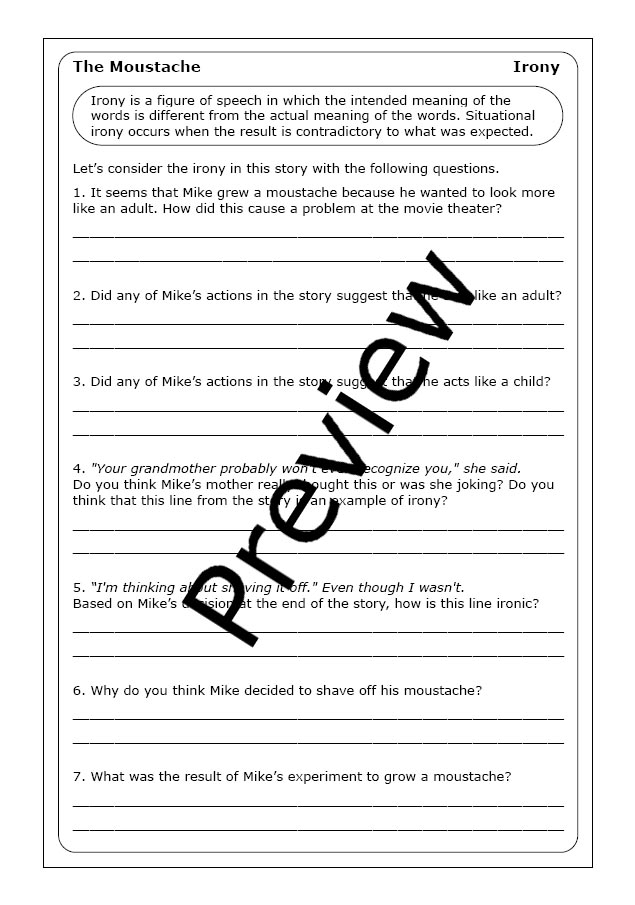 Robert Cormier "The Moustache" worksheets | Made By Teachers