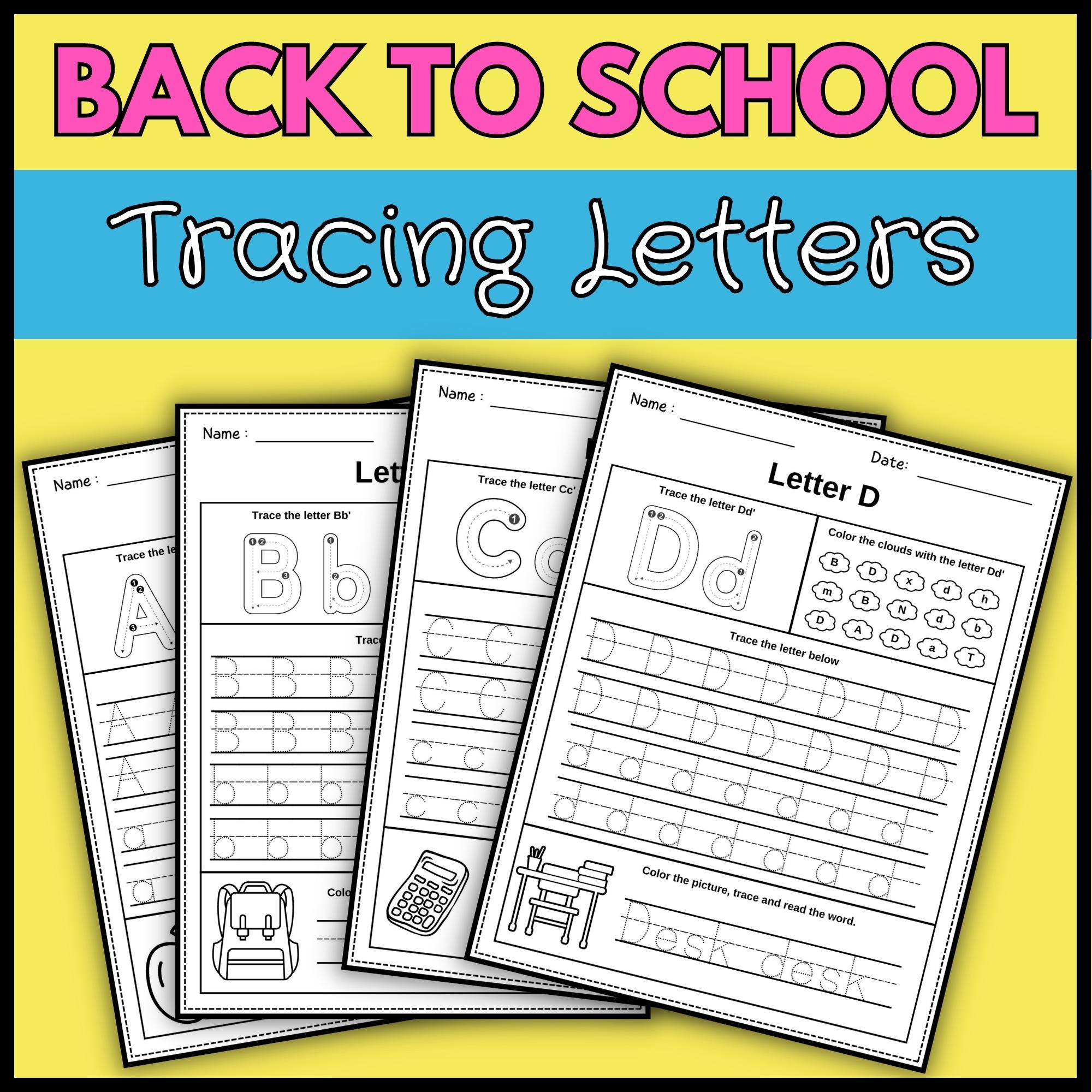 Back to School Alphabet Handwriting Practice: Letters Tracing ...