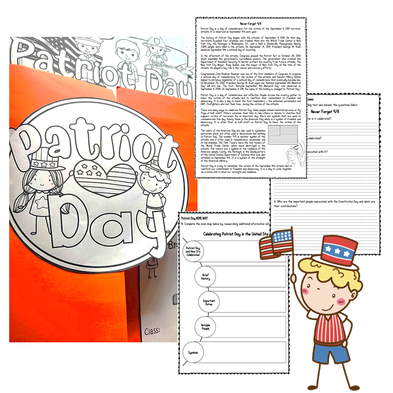 Patriot Day Lapbook with Reading Comprehension Activities | Made By ...