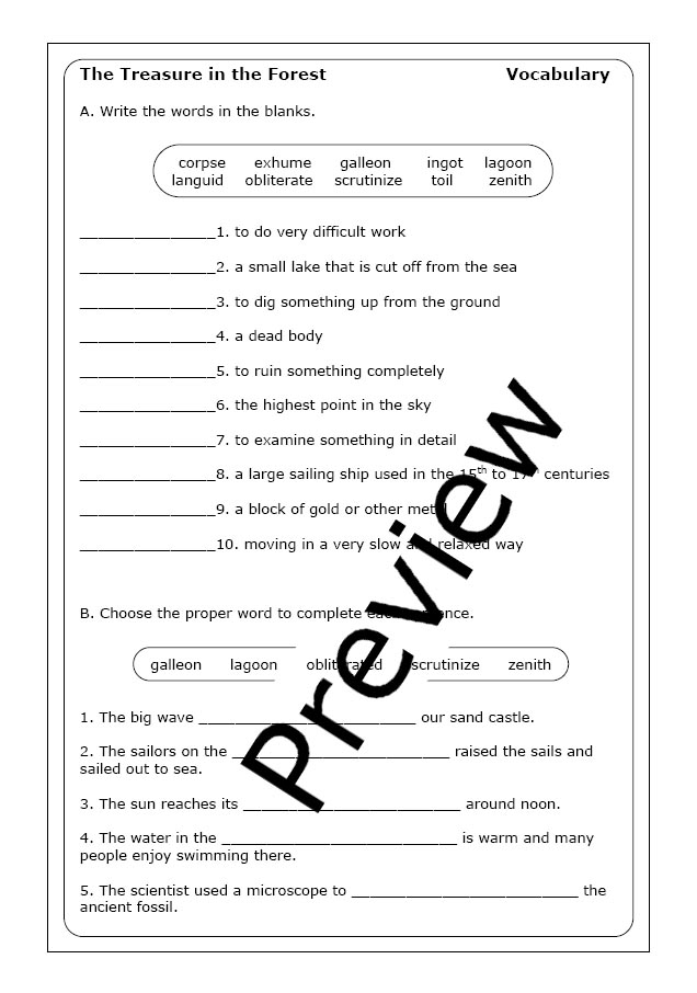 H. G. Wells "The Treasure in the Forest" worksheets | Made By Teachers