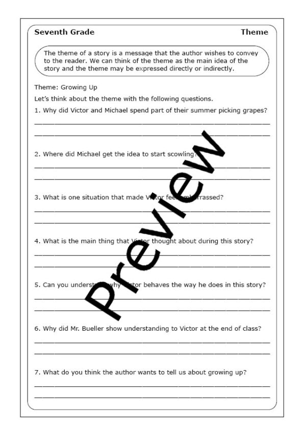 Gary Soto "Seventh Grade" worksheets - Made By Teachers