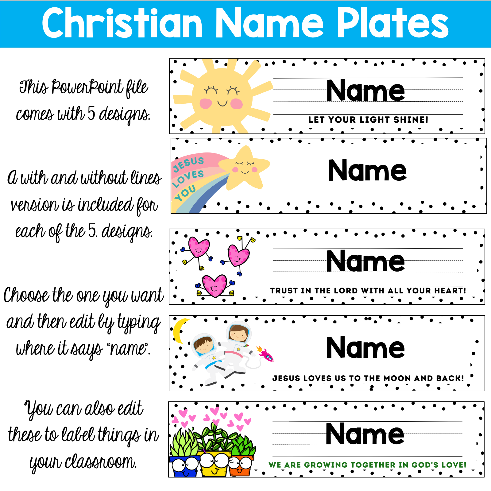 Editable Christian Desk Tags | Made By Teachers