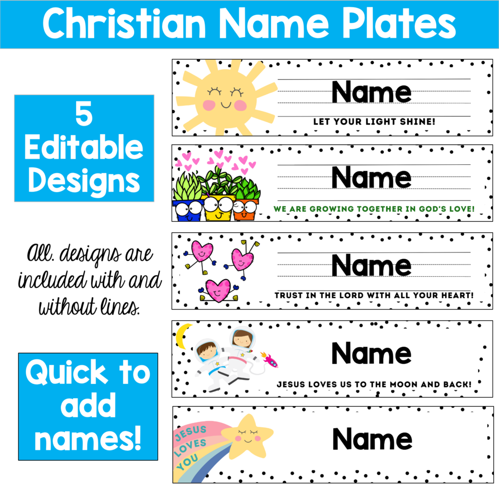 Editable Christian Desk Tags | Made By Teachers