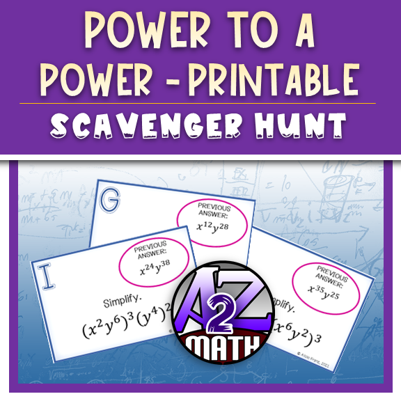 Laws of Exponents Power to a Power Activity Printable Scavenger Hunt ...