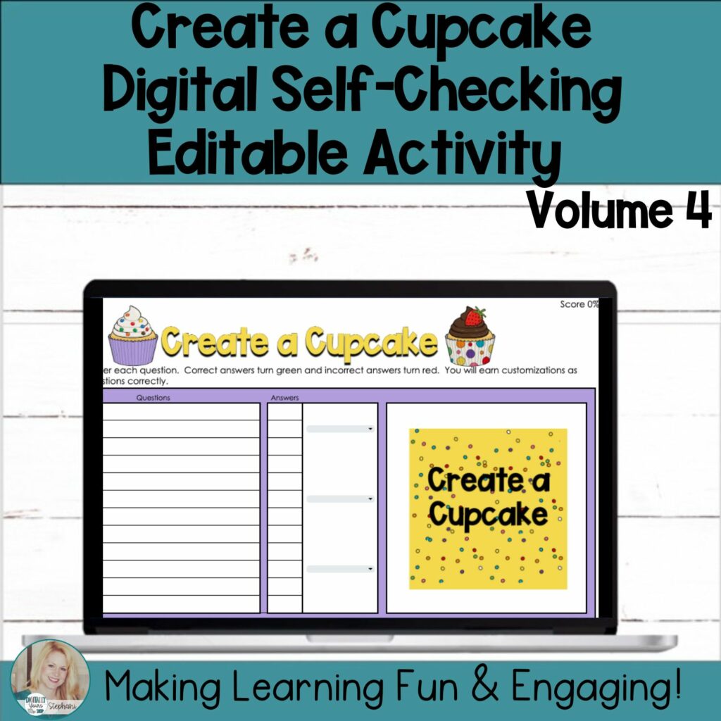 Create a Cupcake Self-Checking Template Digital Resource Activity Vol ...