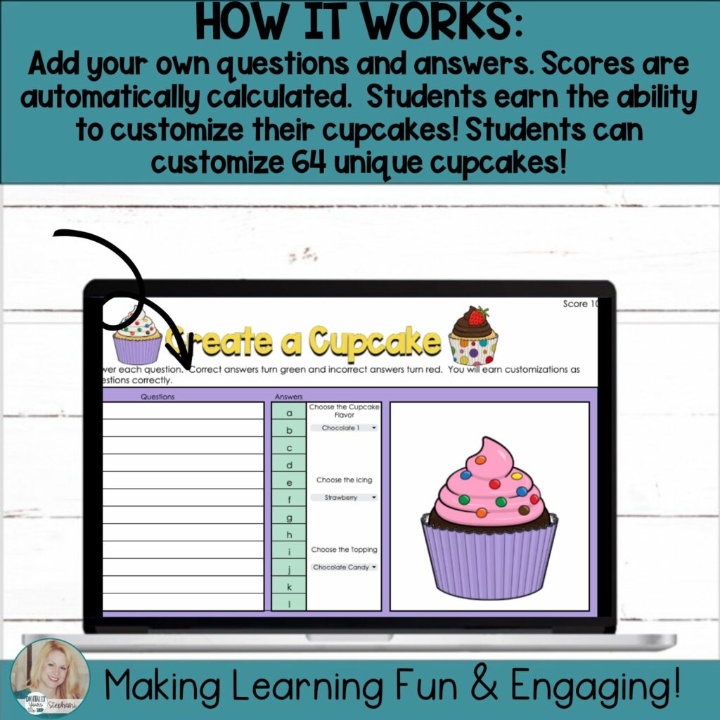 Create a Cupcake Self-Checking Template Digital Resource Activity Vol ...