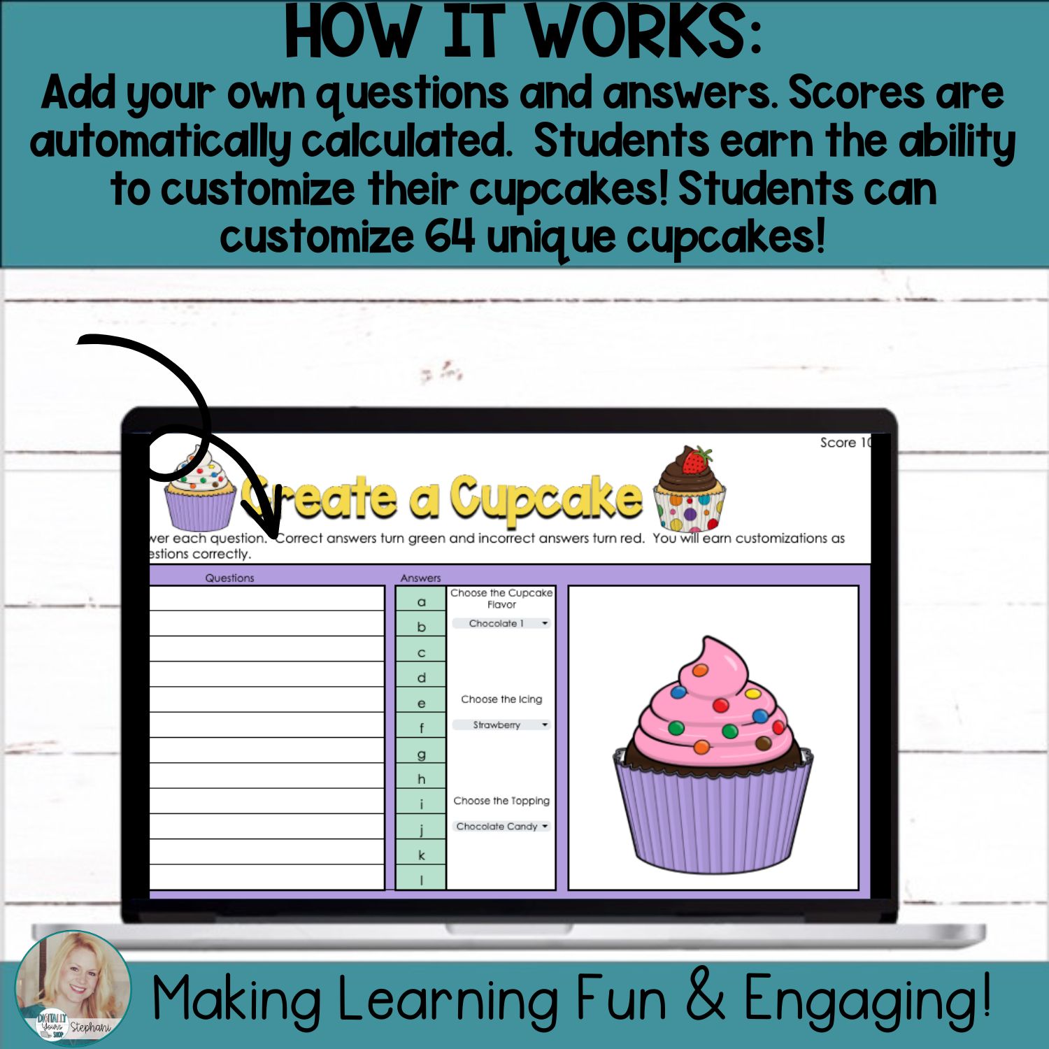 Create a Cupcake Self-Checking Template Digital Resource Activity Vol ...