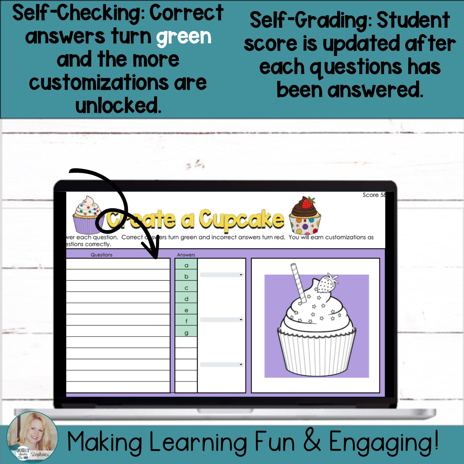 Create a Cupcake Self-Checking Template Digital Resource Activity Vol ...