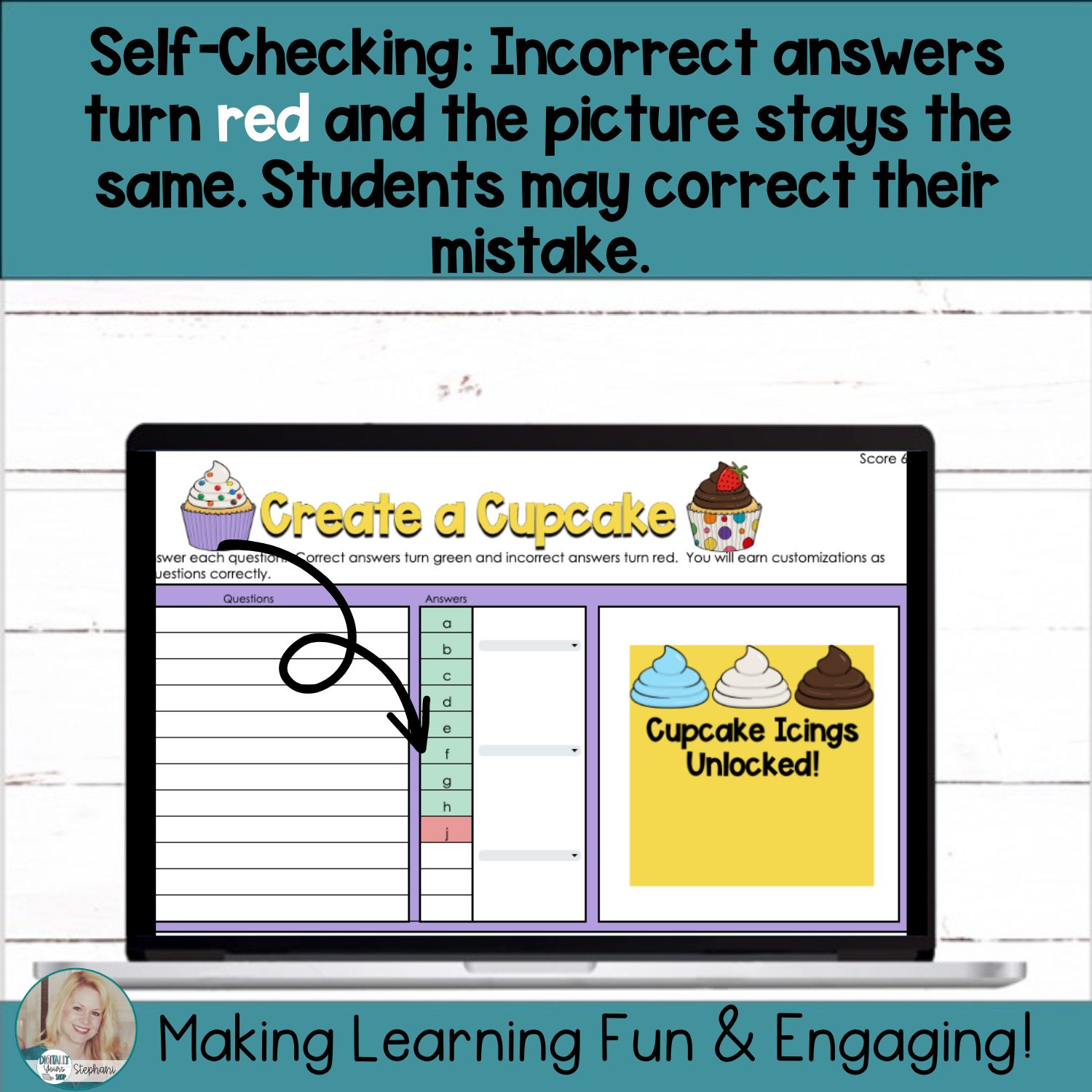 Create a Cupcake Self-Checking Template Digital Resource Activity Vol ...