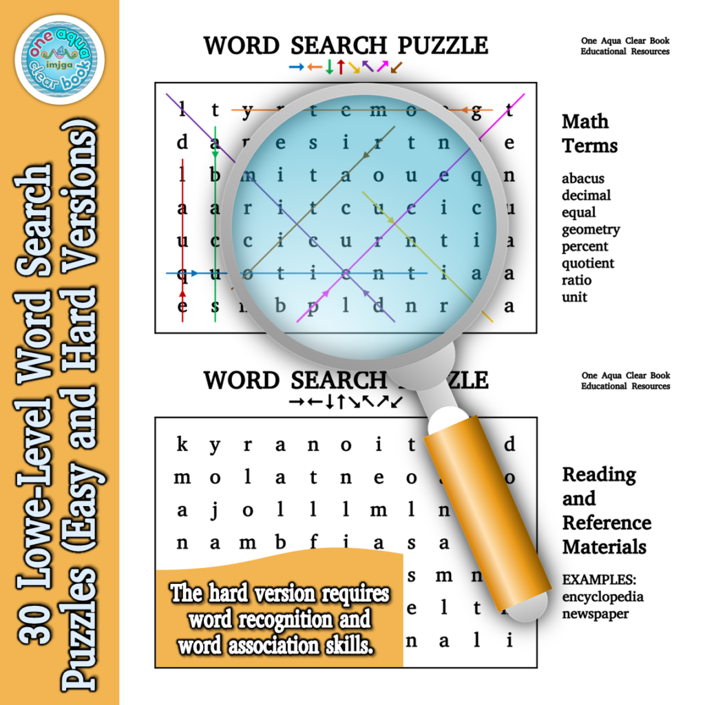 30 Lower-Level Word Search Puzzles (Easy and Hard Versions) | Made By ...